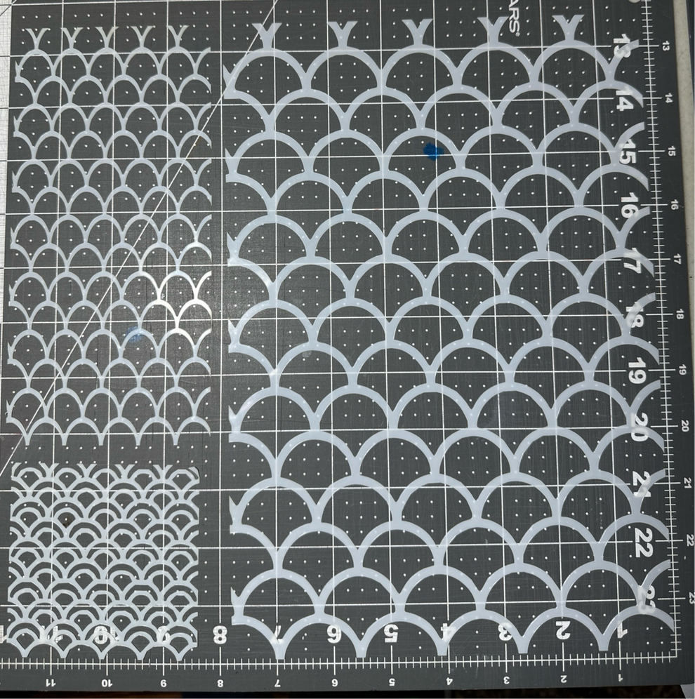 FISH SCALE SCALES 3sizes TEXTURE AIRBRUSH Paint STENCIL SET 3pcs Mylar ...