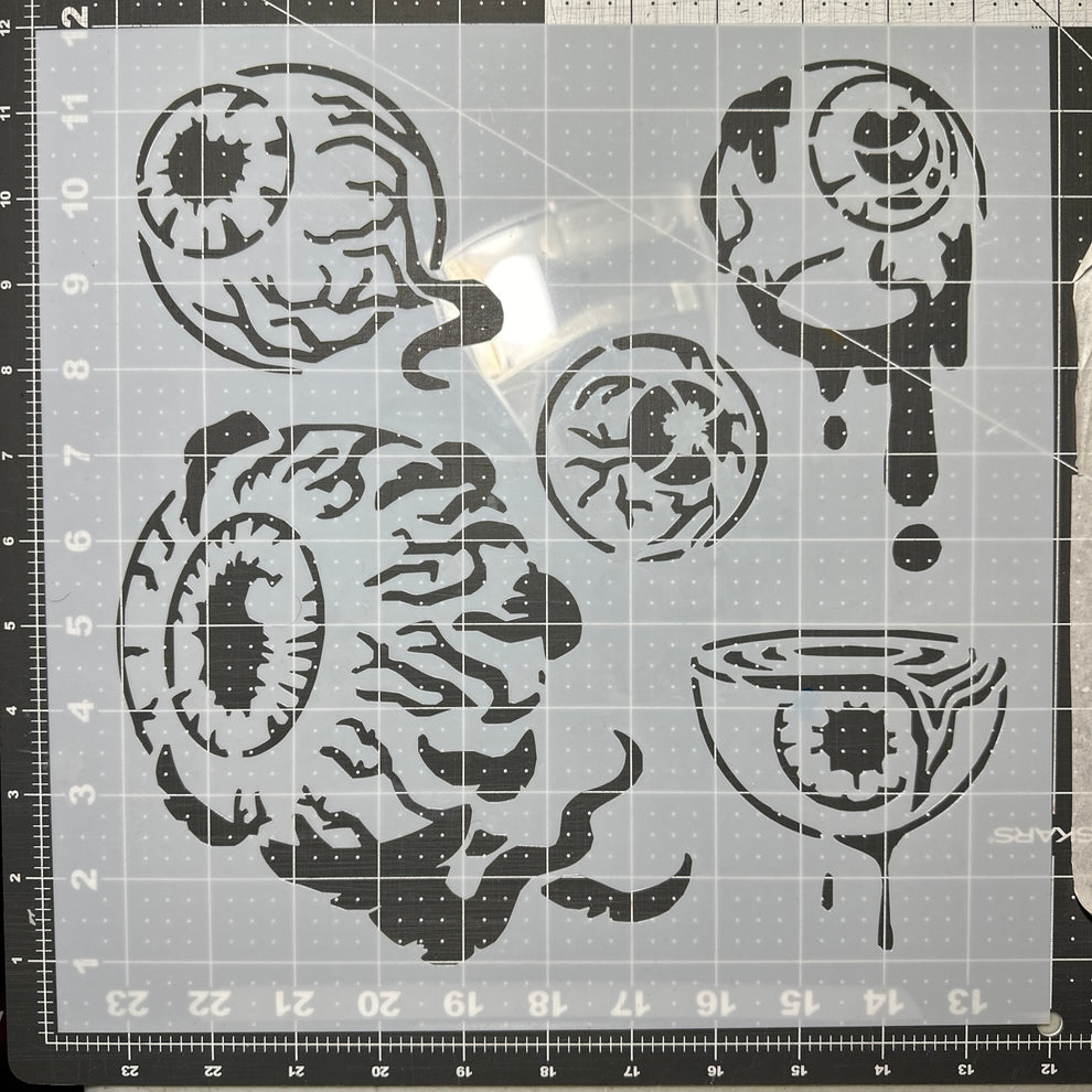 Eyes EYEBALL 12” sheet 5 designs Airbrush paint stencil Mylar reuseabl ...