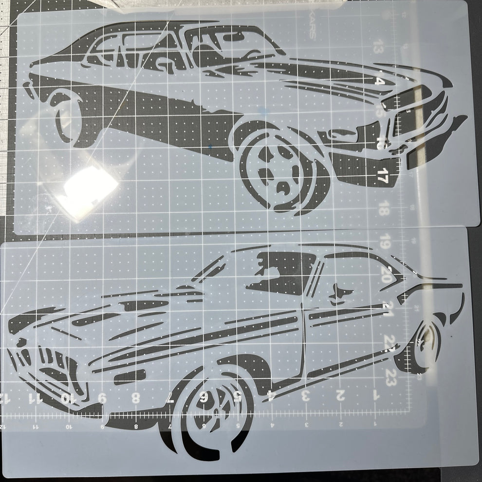 2 pack Classic Car MOPAR PONTIAC AIRBRUSH Custom Paint STENCILS 14x8 ...