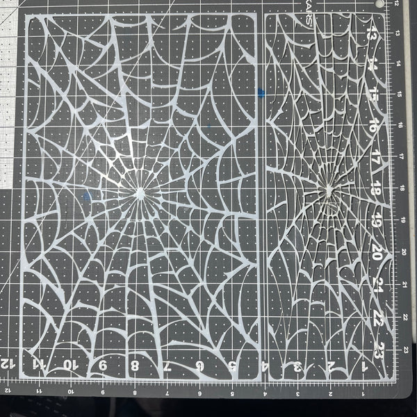 2pc SET Spider webs WEBBING Airbrush Custom Paint Stencil Large Mylar ...